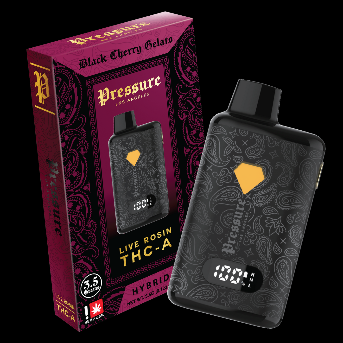 Pressure LA 3.5g Black Cherry Gelato THC-a DISPOSABLE | Hybrid ...